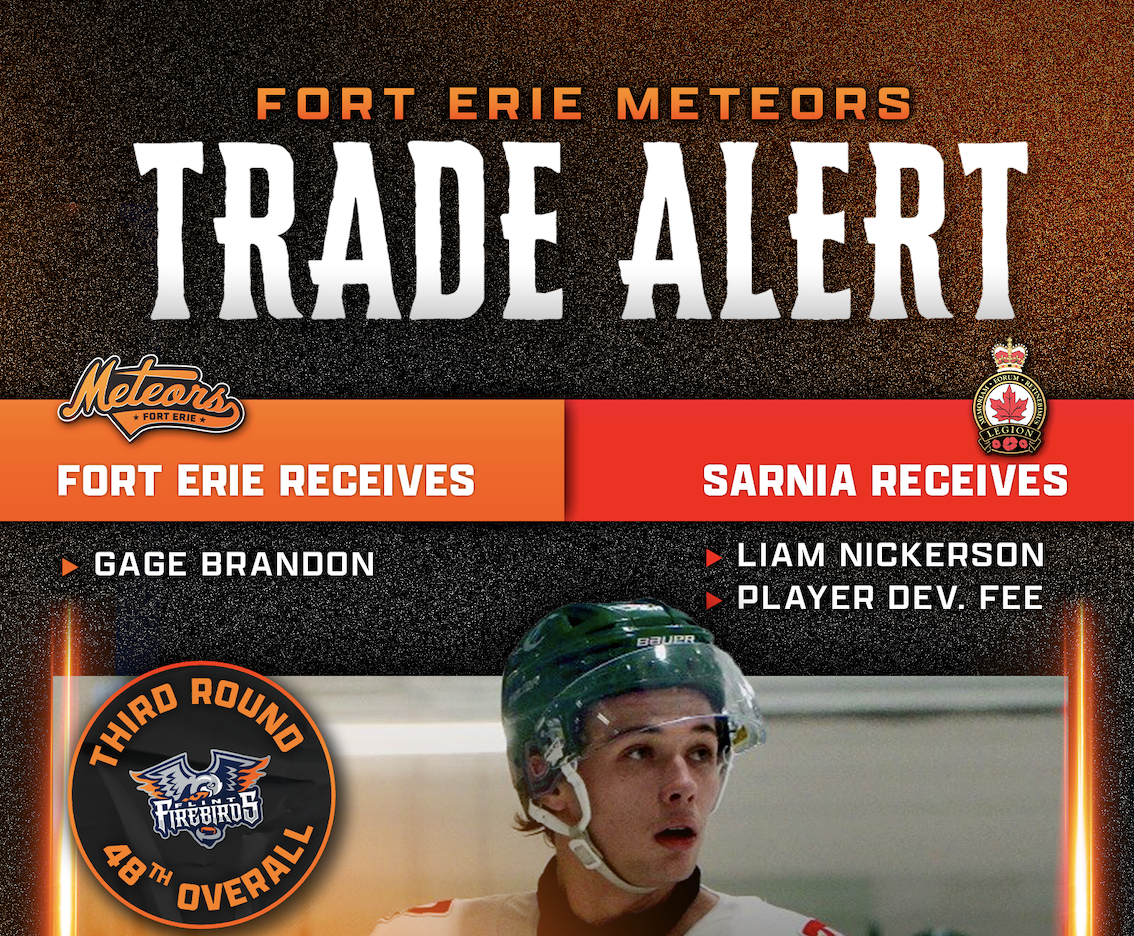 Meteors Acquire Gage Brandon From Legionnaires | Fort Erie Meteors